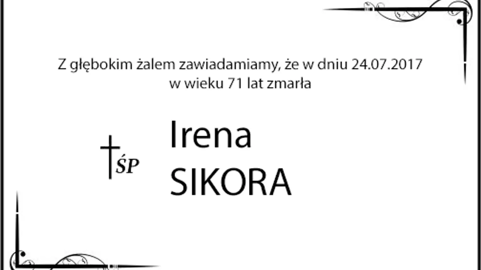 ś.p. Irena Sikora