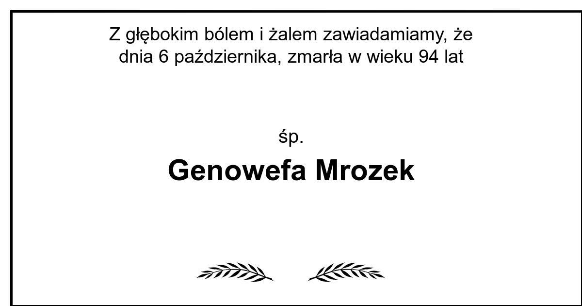 Nekrolog: Genowefa Mrozek